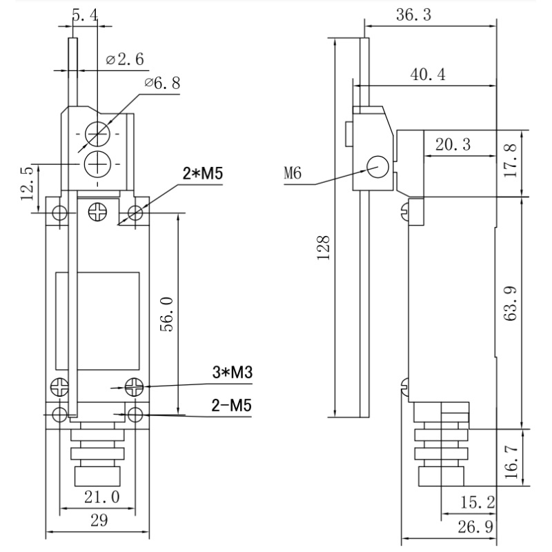 Live Adjustable Actuator Rod Limit Switch 1NO + 1NC 5A 250V AC 0.4A 115VDC – LME-8107 – TEW ...