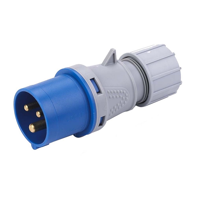 Deligo 32A 3 Pin (2P+E) Blue IP44 Industrial Plug 240V - P240-32 at TEW ...